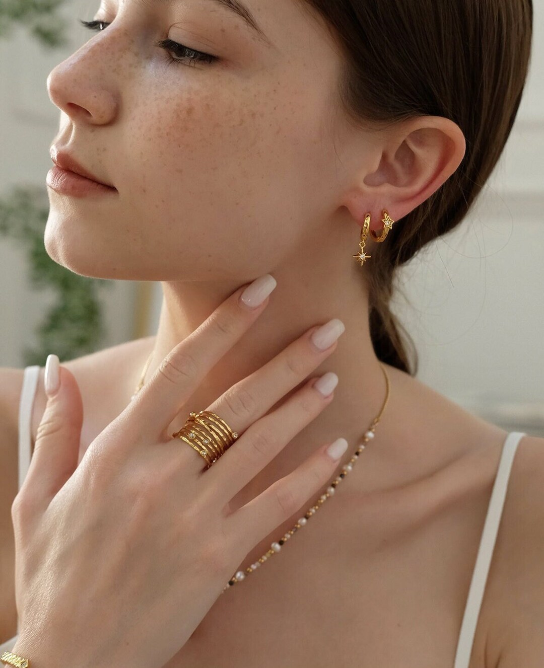 18ct Gold Wrap Around Rings Pearl Wrap Around Ring Beautiful - Etsy