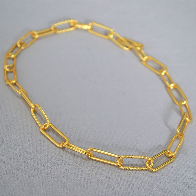 Gold Necklace 18ct Gold Plated Rectangular Link Necklace - Etsy