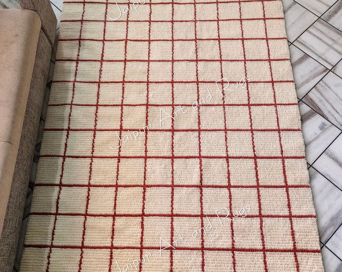 Avenue Checked Cream-white/olive, Hand-tufted Wool Area Rug/carpet for ...