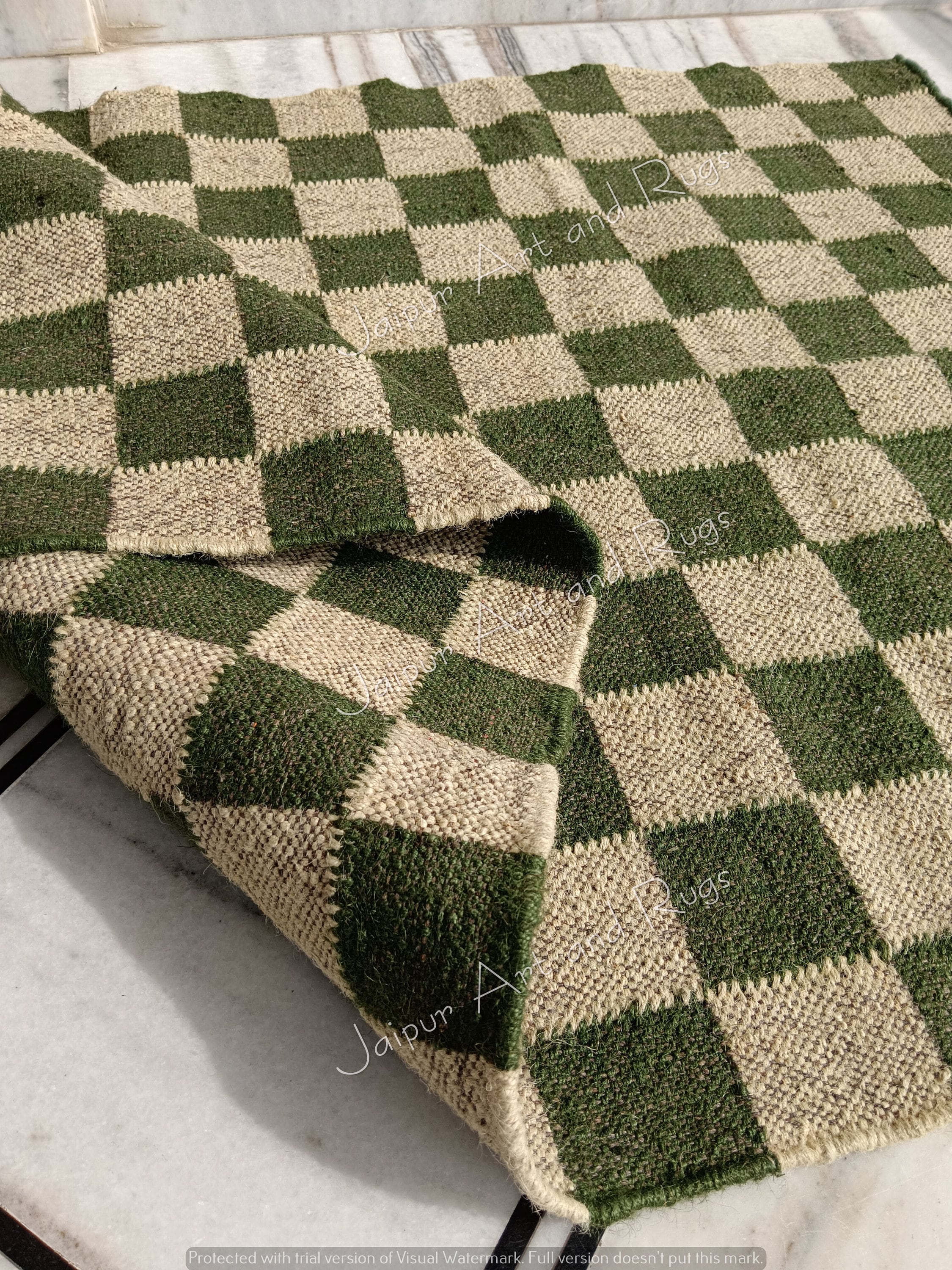 Checkered Kilim Rug , Home Decor Wool Jute Area Rug, Checkered Runner ...