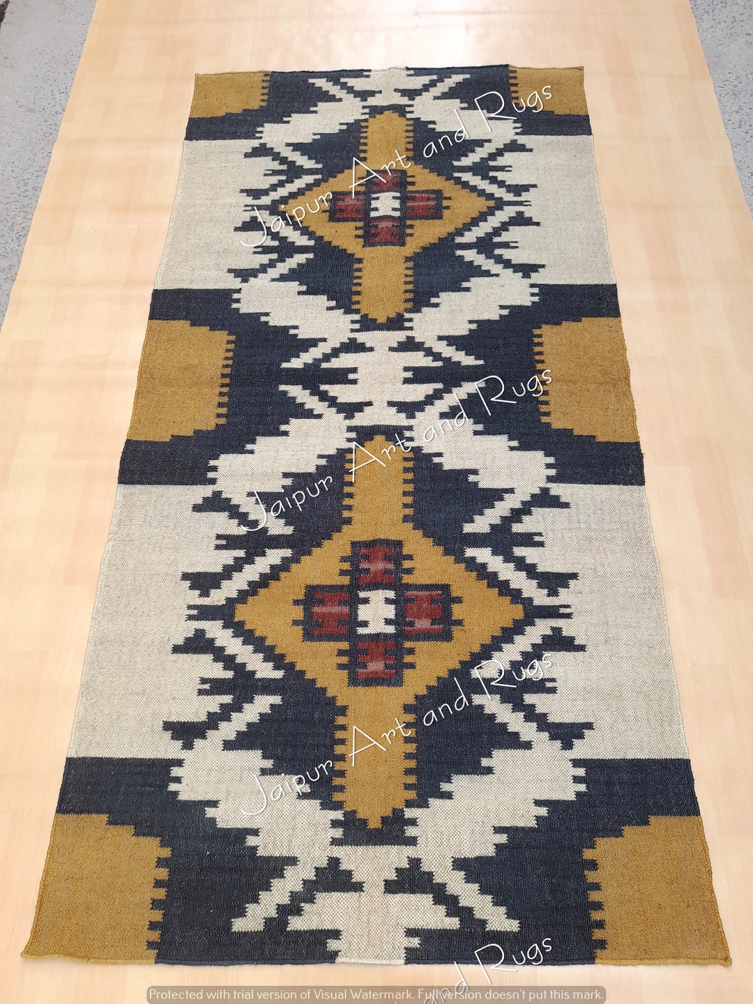 4x8 Feet Wool Jute Kilim Rug,vintage Area Rug Boho Decor Rug,handmade ...