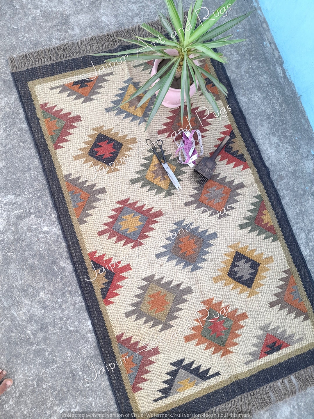 4x6 Ft Kilim Rugwool Jute Rug Dining Room Rug Traditional - Etsy