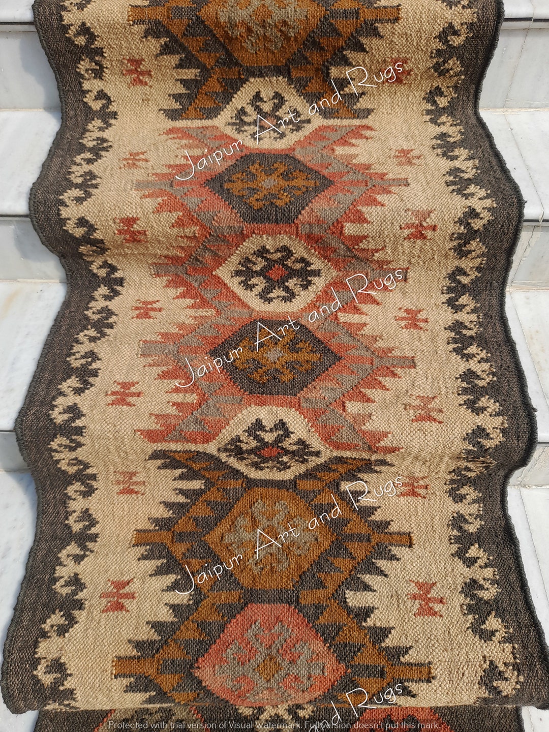 Wool Jute Runner, Handmade Runner, Wool Jute Rug, Kilim Runner, Jute ...