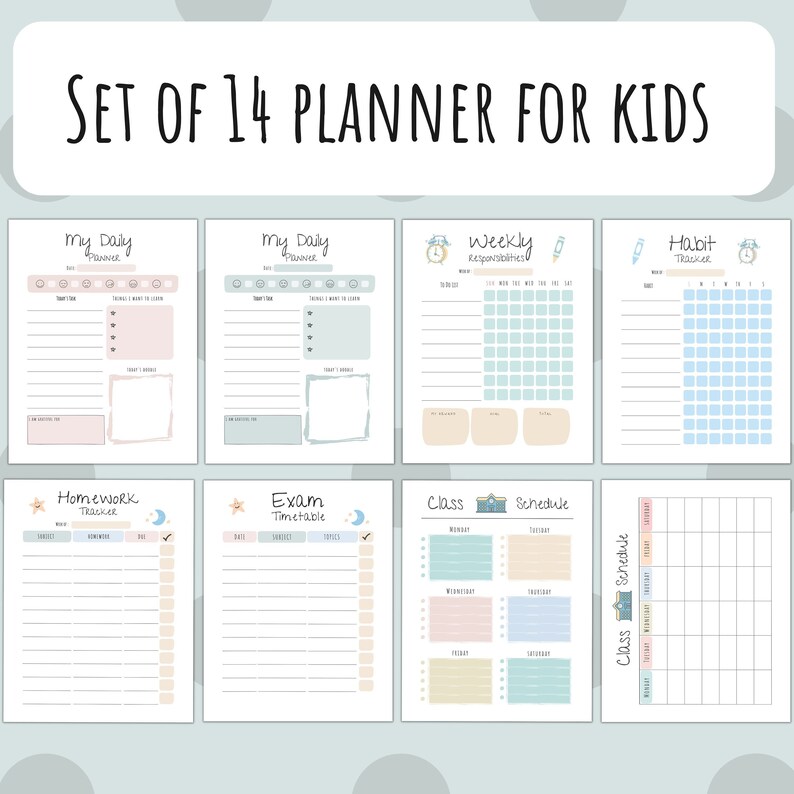 Kids Planner Printable Planner Printable Planner for Kids - Etsy