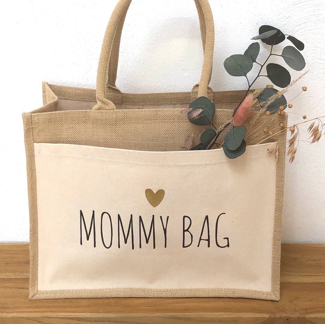 Jute Bag, Shopper, Bag, Shopper Bag, for Mom, Mommy Bag, Baby Shower ...