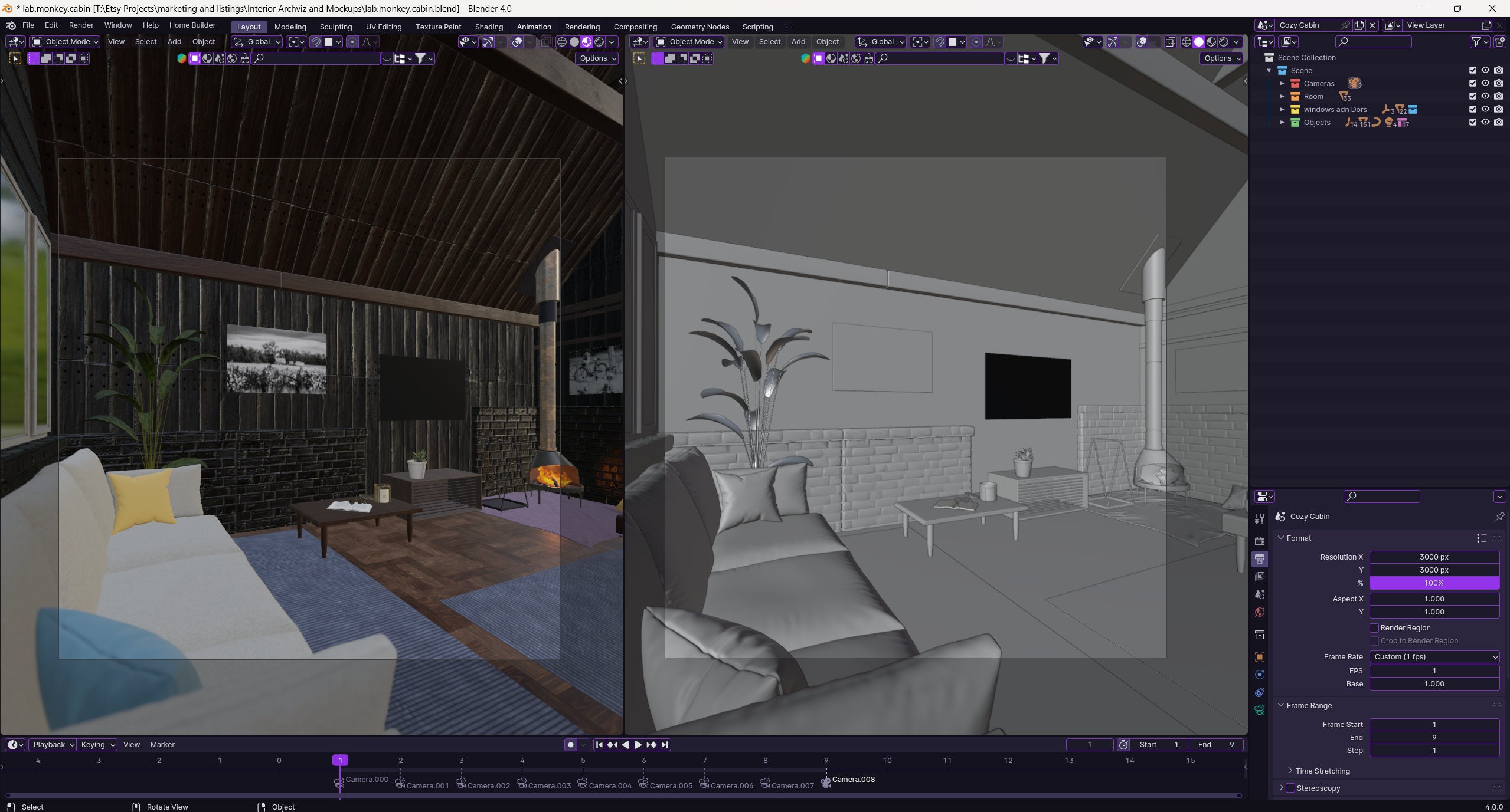 3D Scene Download: Lab Monkey Cabin Blender File - Etsy