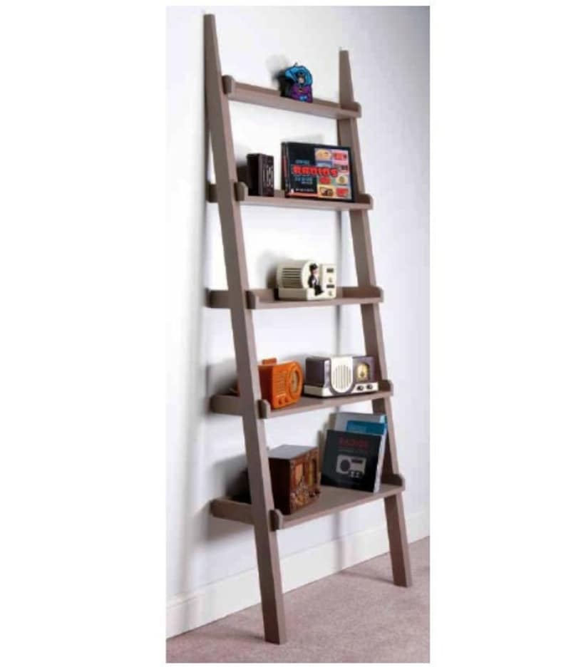 Ladder Shelves DIY PLANS Easy Beginner Level - Shelves Bookcase Storage ...