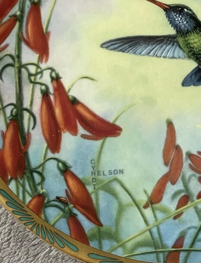 Vintage 1990 Pickard Gems of Nature Broad-billed Hummingbird Cyndi ...