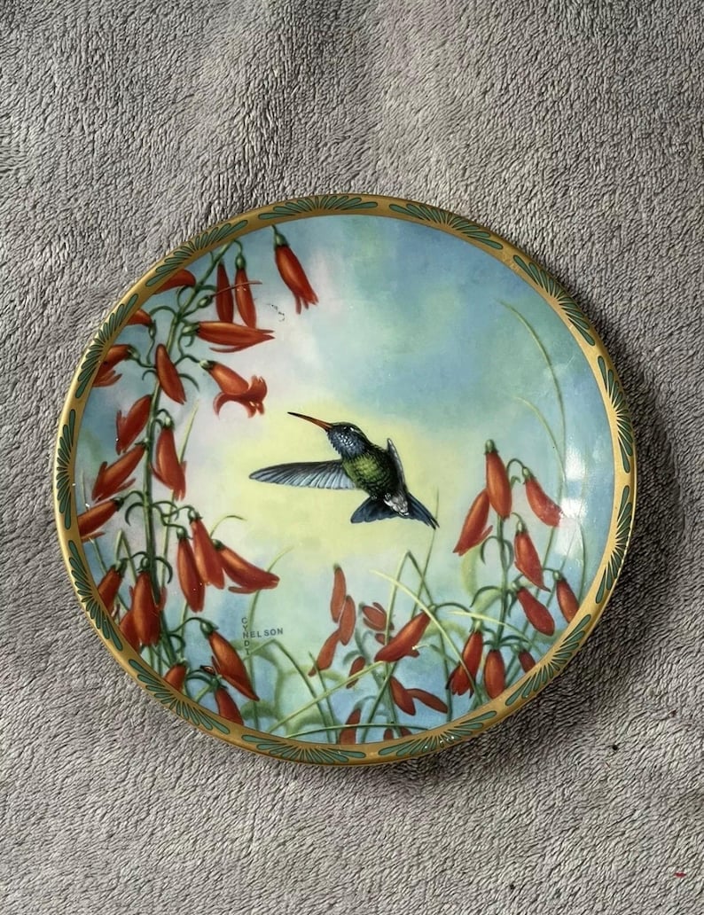 Vintage 1990 Pickard Gems of Nature Broad-billed Hummingbird Cyndi ...