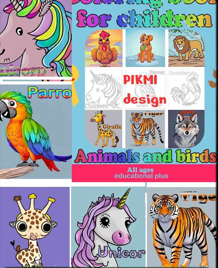 Instant Download, Kids, Coloring Book, Animals and Birds, Children's ...