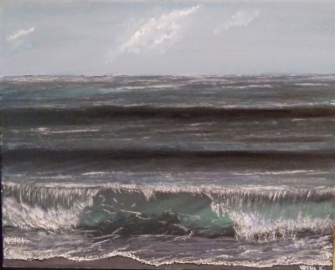 Canvas 16 X 20 Painting Ocean Wave / Realistic ART Acrylics + Surprise ...