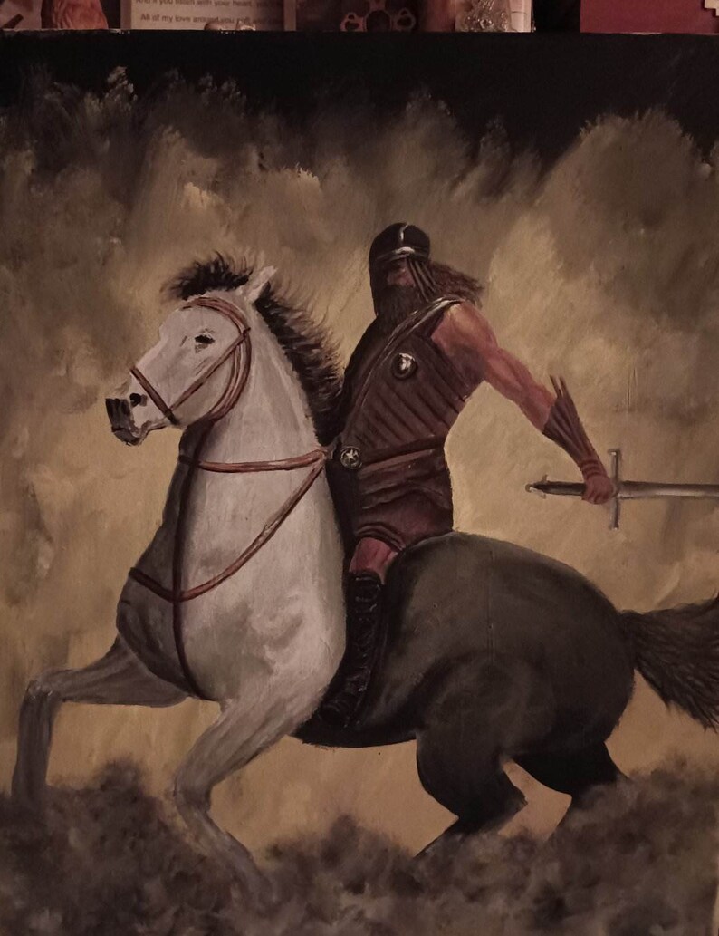 Warrior, Defender on a Horse, Soldier, Home Gift Acrylic ART Canvas ...