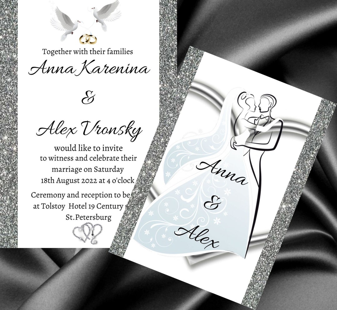 Wedding Invitation Digital, Classic Silver Wedding Invitation, Digital ...