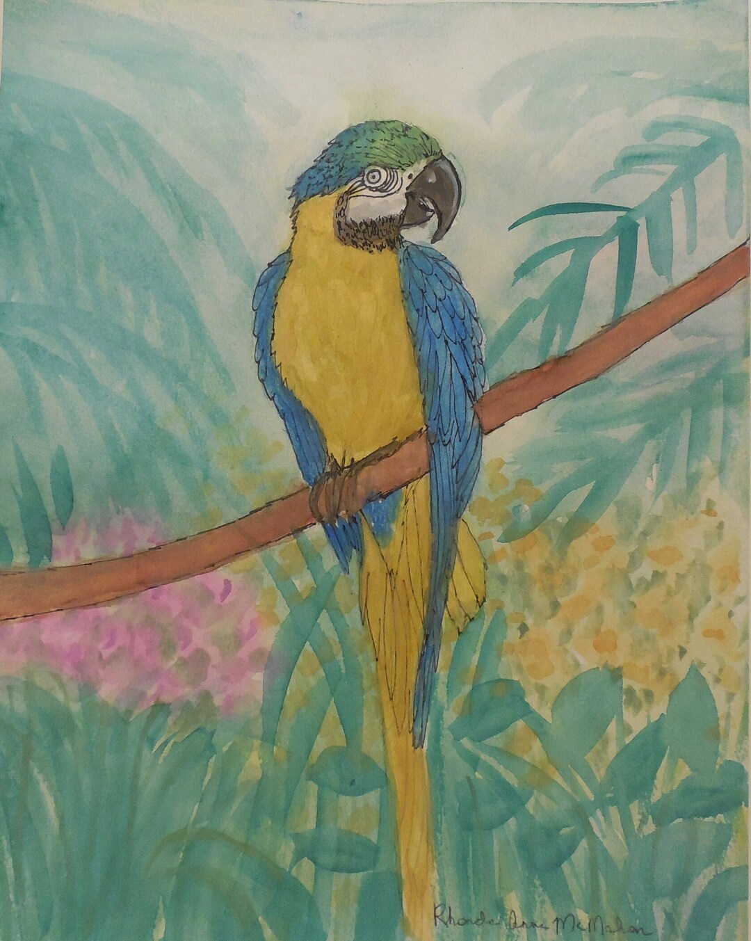 Original Watercolor Macaw Parrot Painting - Etsy