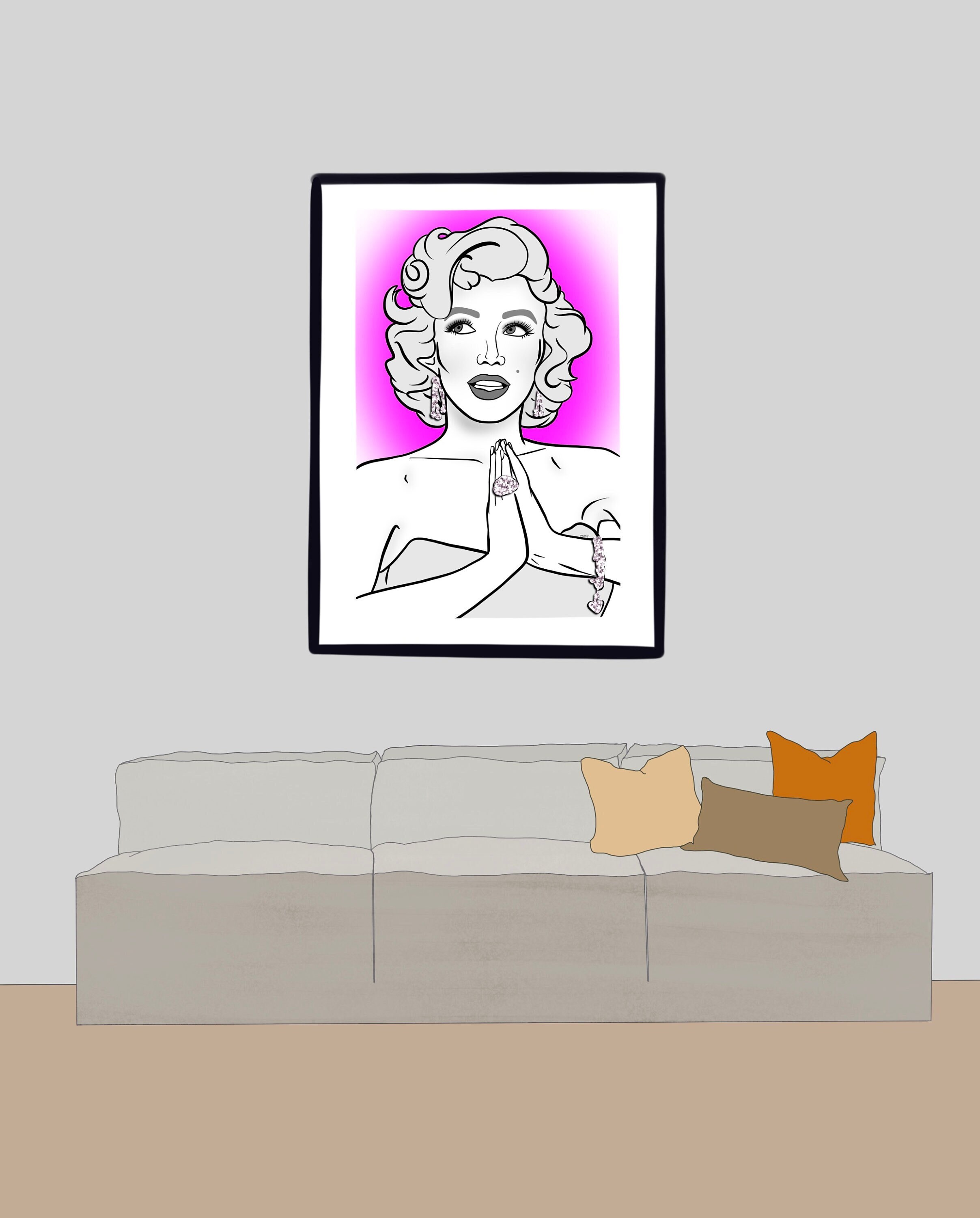 Marilyn Monroe Portrait / Minimalist Pop Culture Art / Pop of Color ...