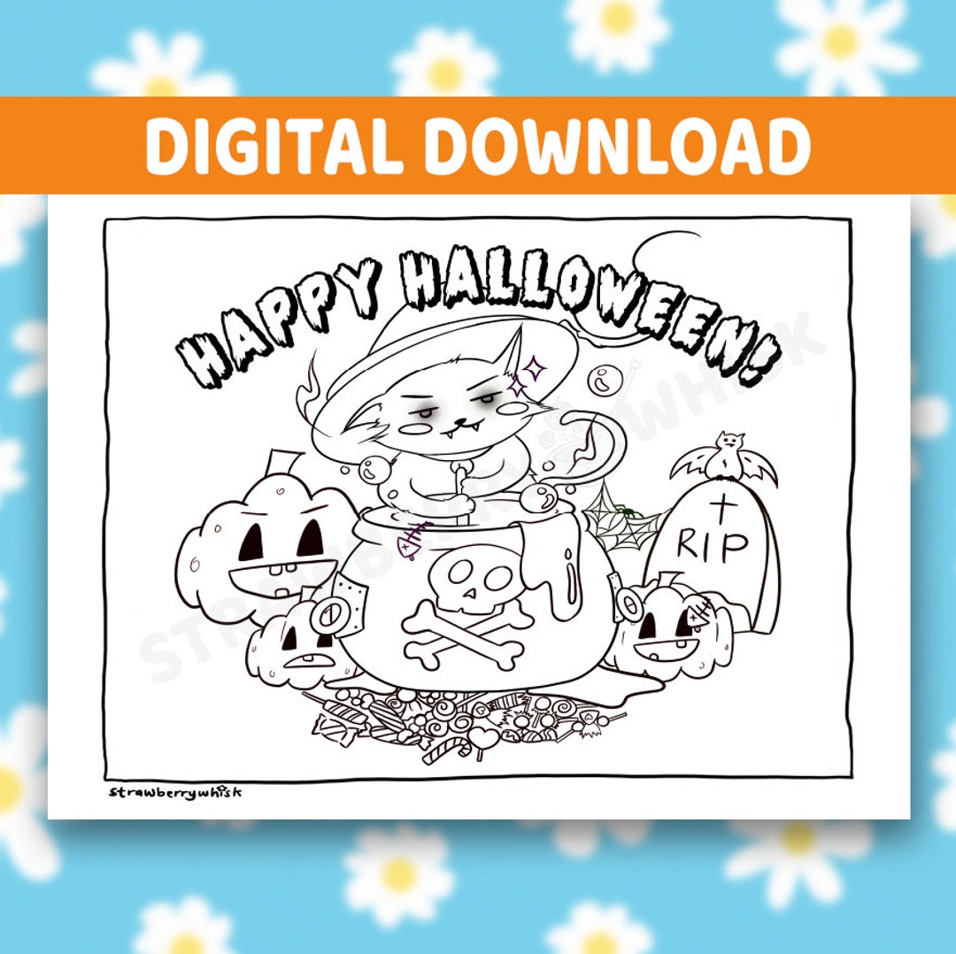 Printable Halloween Coloring Page / DIGITAL DOWNLOAD PDF - Etsy