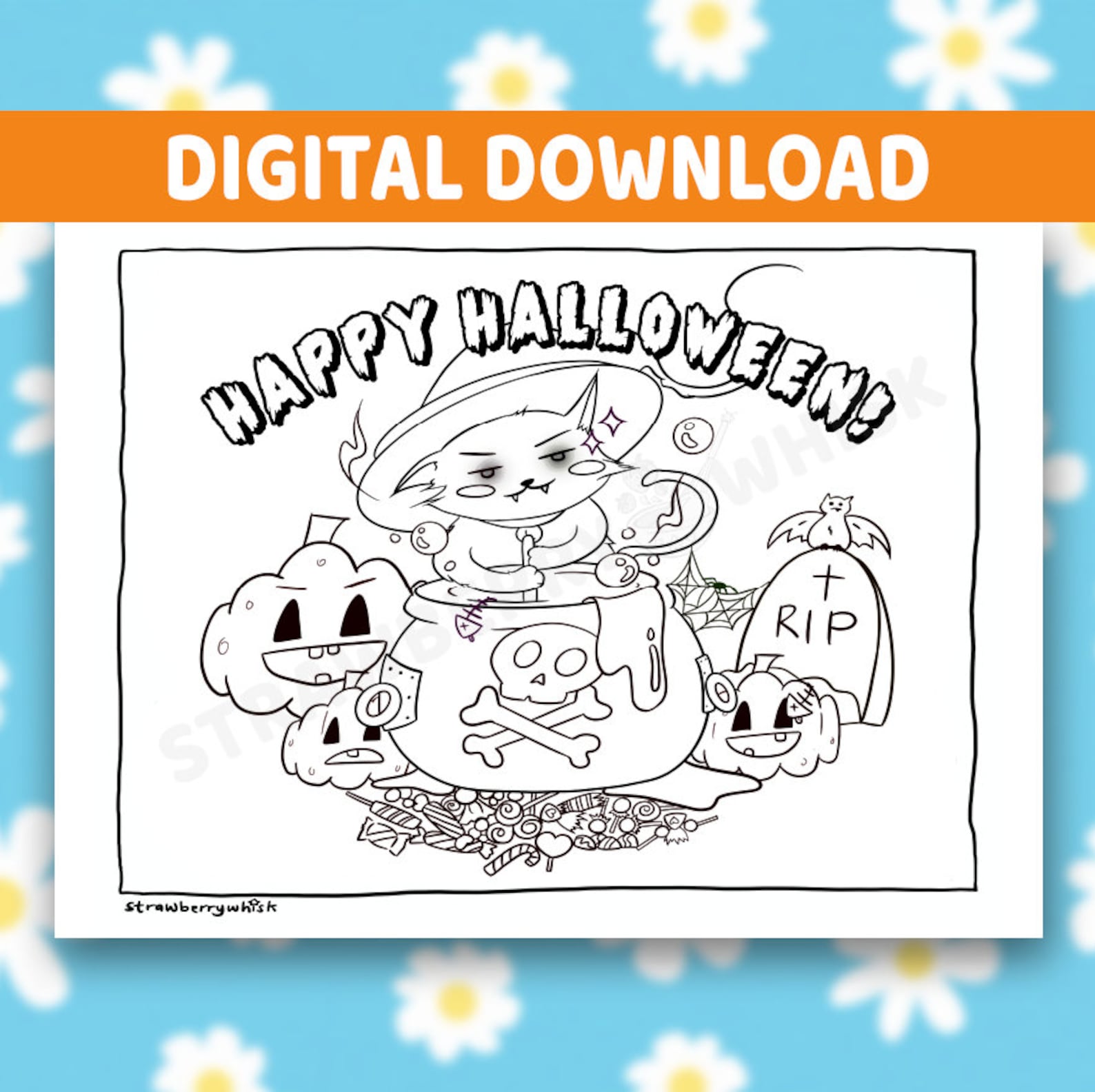 Printable Halloween Coloring Page / DIGITAL DOWNLOAD PDF - Etsy