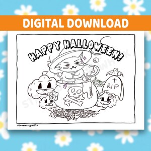 Printable Halloween Coloring Page / DIGITAL DOWNLOAD PDF - Etsy