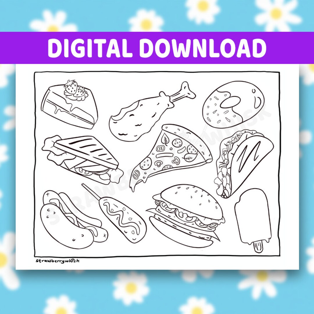 Fast Food Coloring Page / DIGITAL DOWNLOAD PDF - Etsy