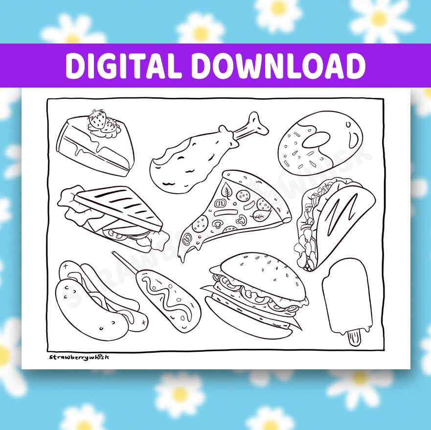 Fast Food Coloring Page / DIGITAL DOWNLOAD PDF - Etsy