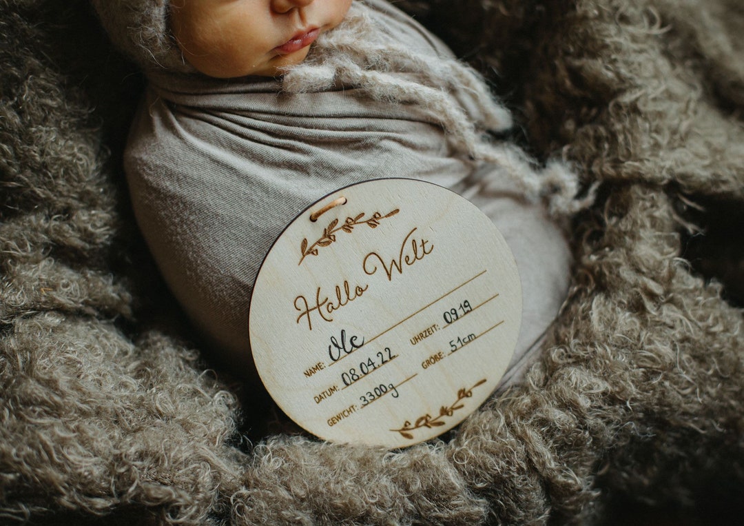 Birth Card Hello World Birth Chart Birth Disc Birth Gift Baby Party ...