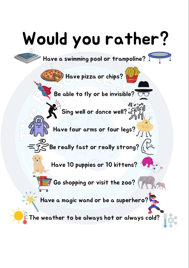 Children's 'would You Rather' Icebreaker Game - Etsy