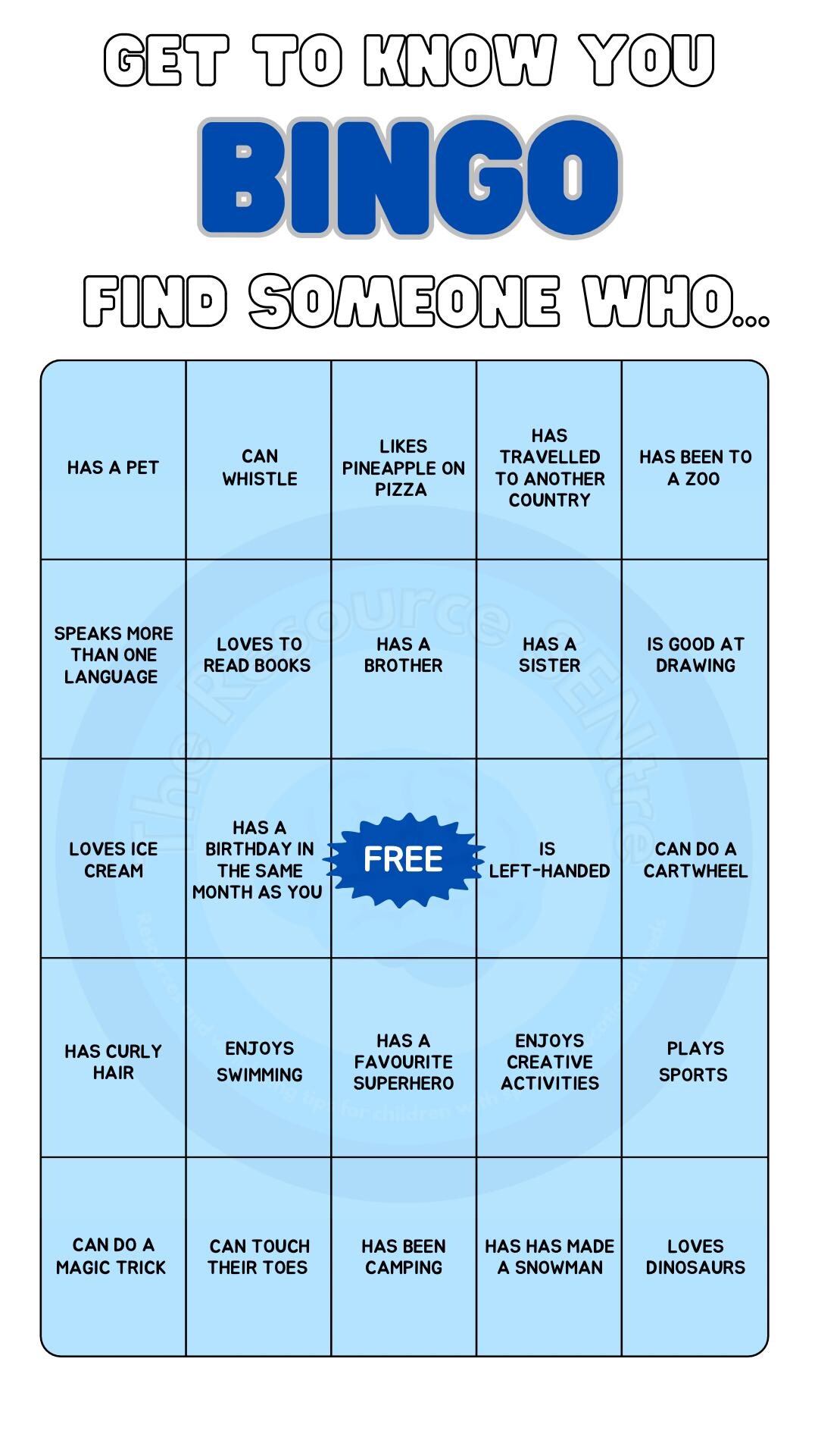 Get to Know You Bingo | Child Icebreaker Questions | Get to Know Each ...