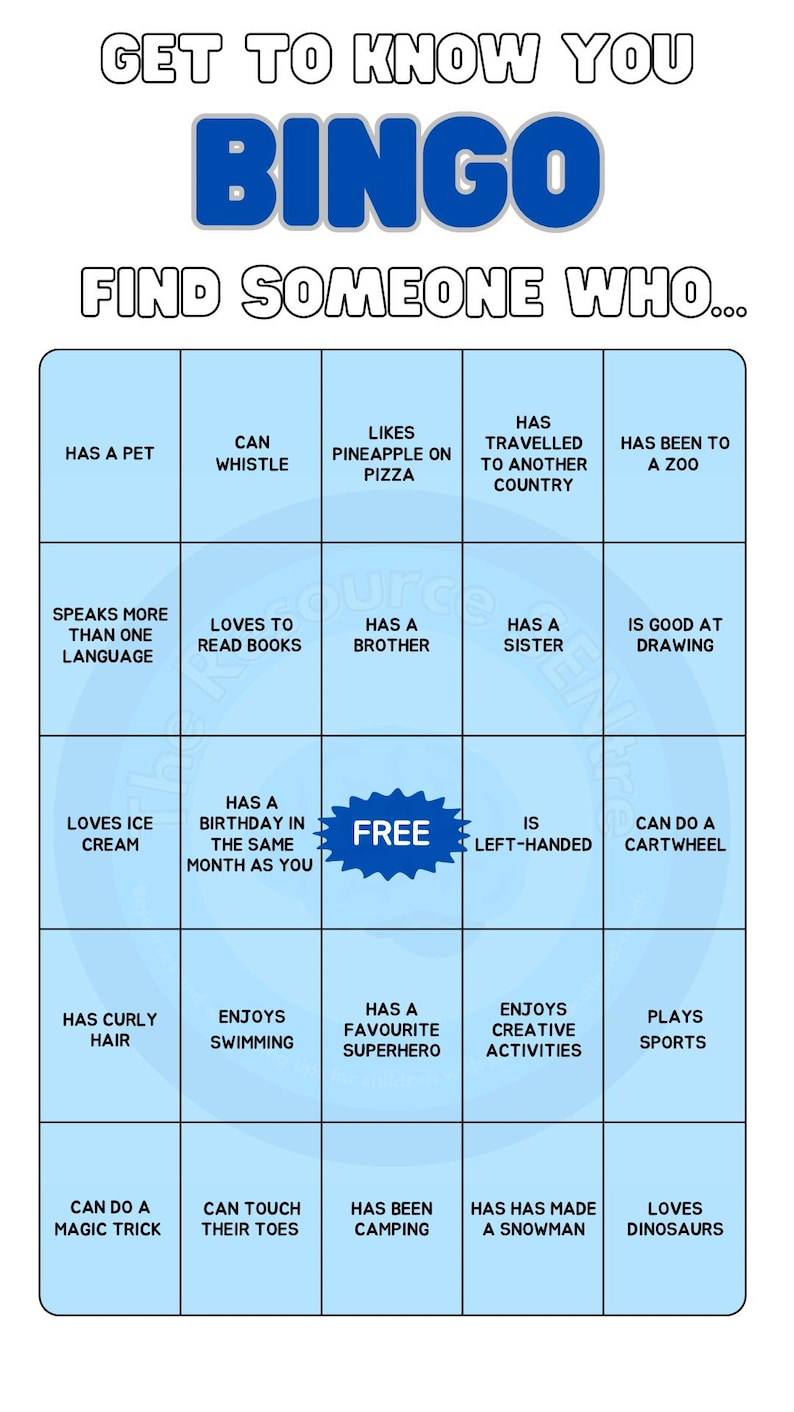 Get to Know You Bingo | Child Icebreaker Questions | Get to Know Each ...