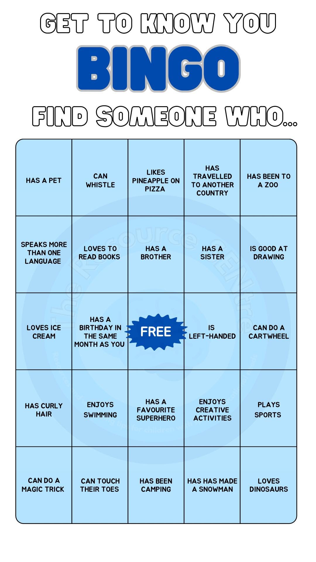 Get to Know You Bingo | Child Icebreaker Questions | Get to Know Each ...