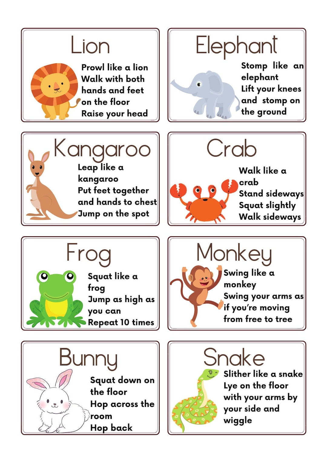 Brain Breaks Animal Walks for School Great for Children With ADHD ...