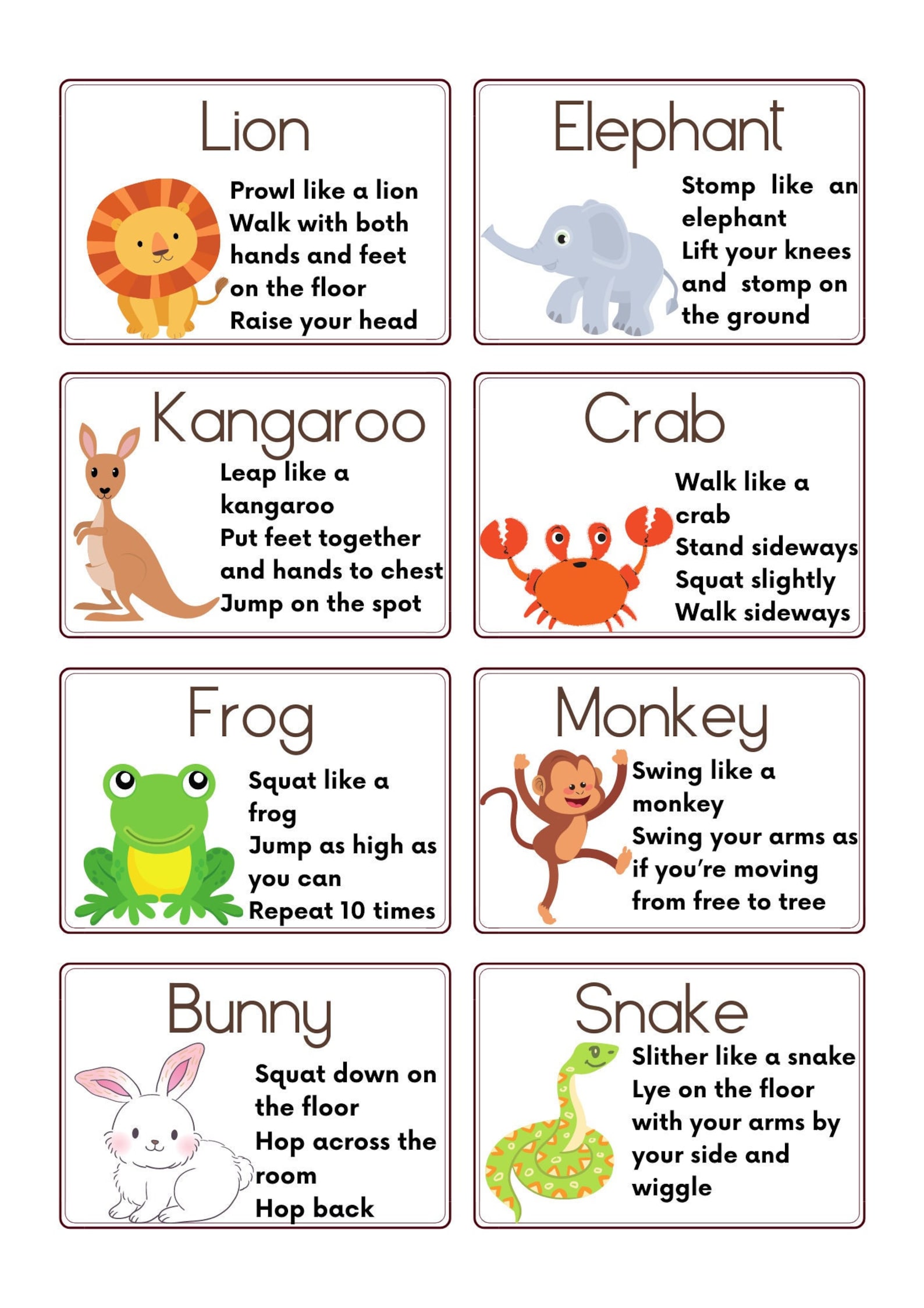 Brain Breaks Animal Walks for School Great for Children With ADHD ...