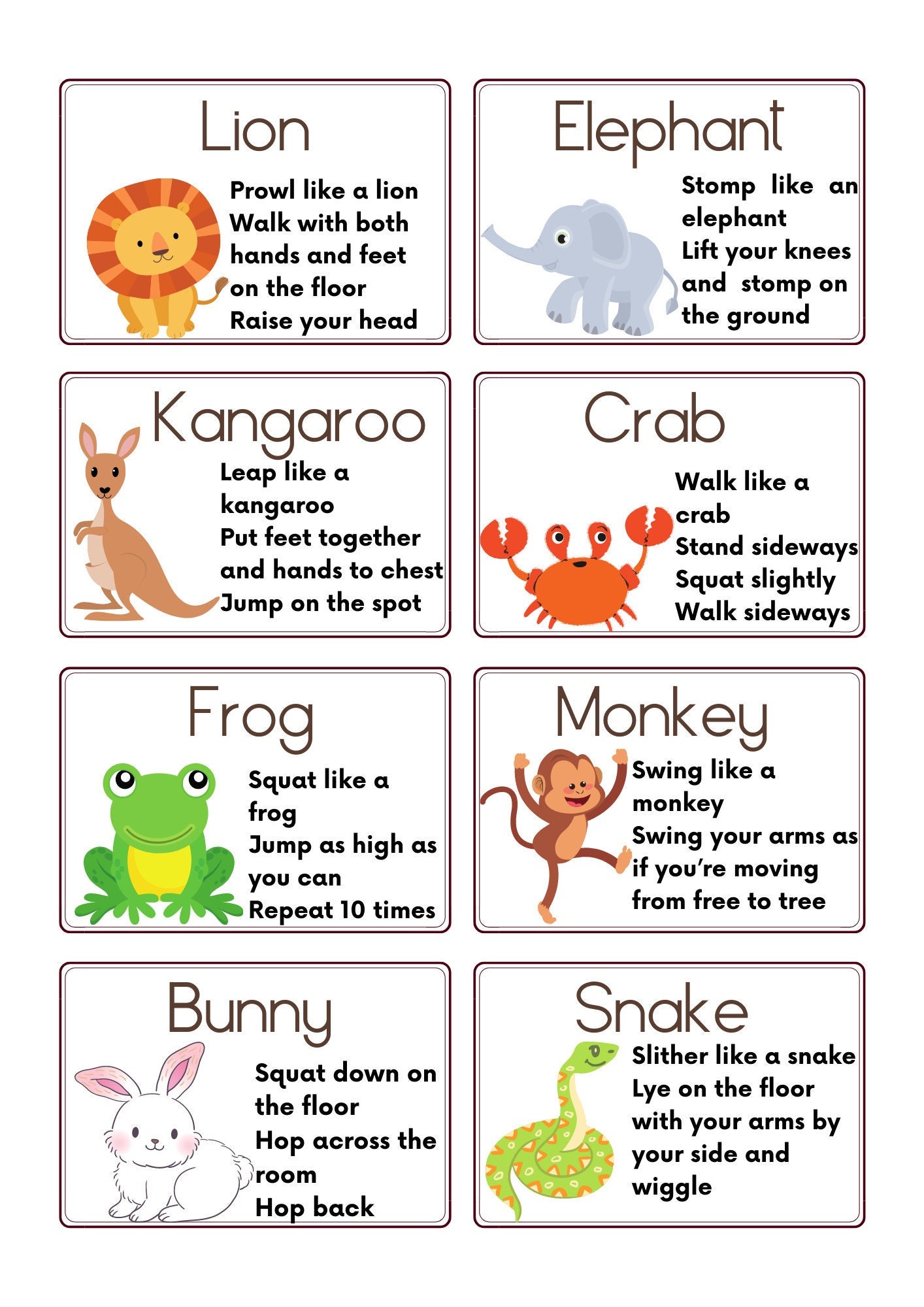 Brain Breaks Animal Walks for School Great for Children With ADHD ...