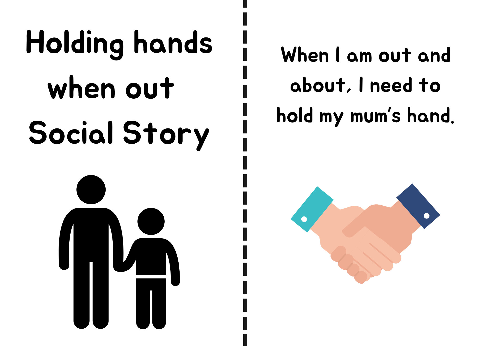 Holding Hands When Out Social Story No Running off Social Story - Etsy