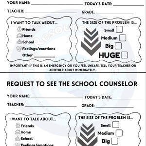 School Counselor Request Form: Printable Student Support Slip (PDF File ...