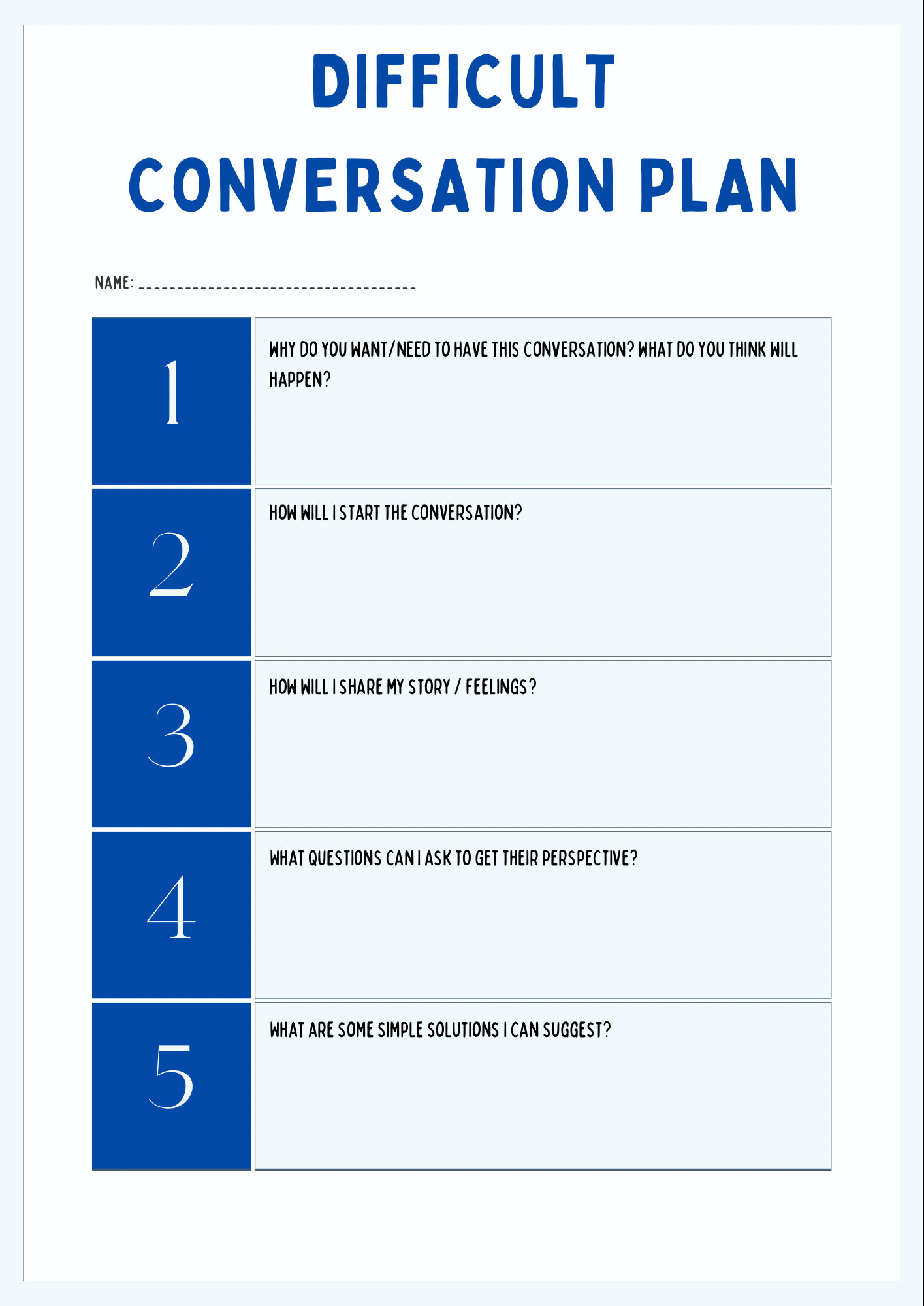 Difficult Conversation Plan | Teen Therapy | Adult Therapy - Etsy