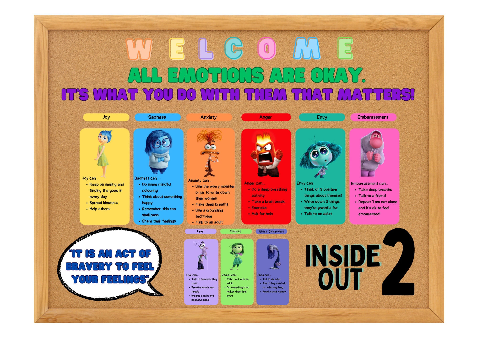 Inside Out 2 Emotions Display Board Inside Out 2 Coping Strategies ...