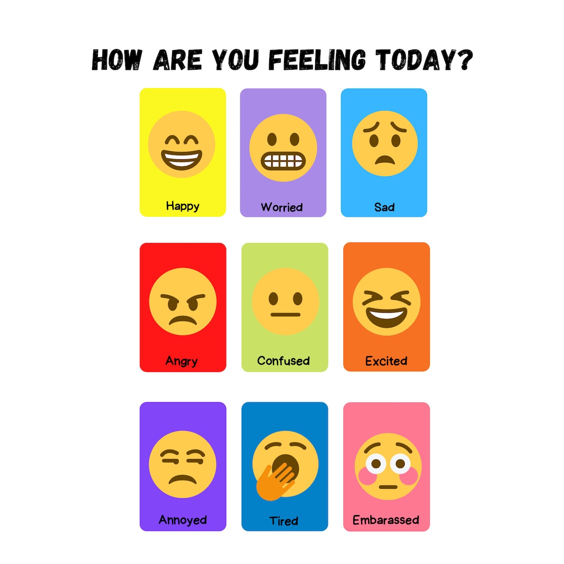 Emotion Check in | Emotion Regulation | Emotional Regulation | Emoji ...
