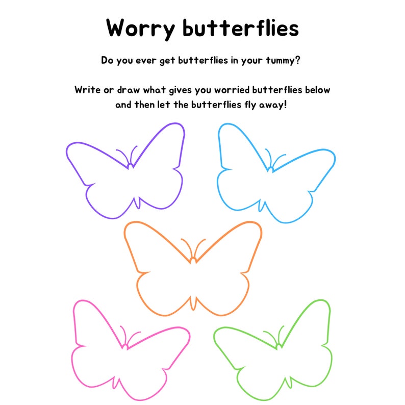 Worry Butterflies Catch Your Worries Worksheet Anxiety Support for ...