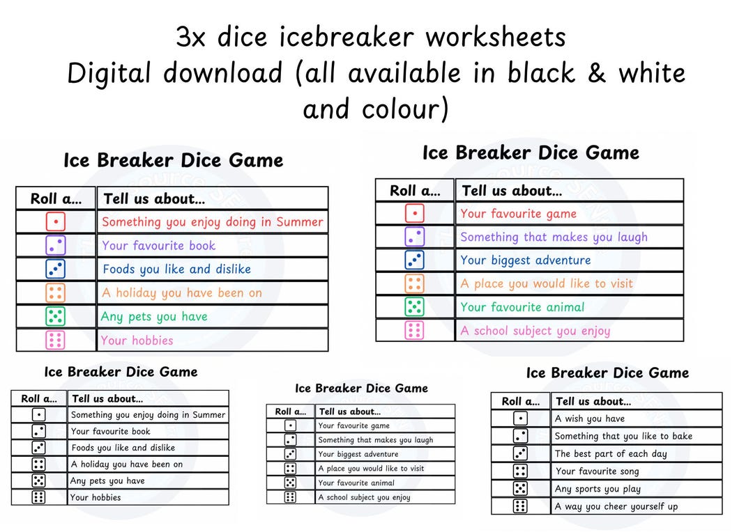 Icebreaker Dice Game: Roll and Tell Questions (digital Download) - Etsy