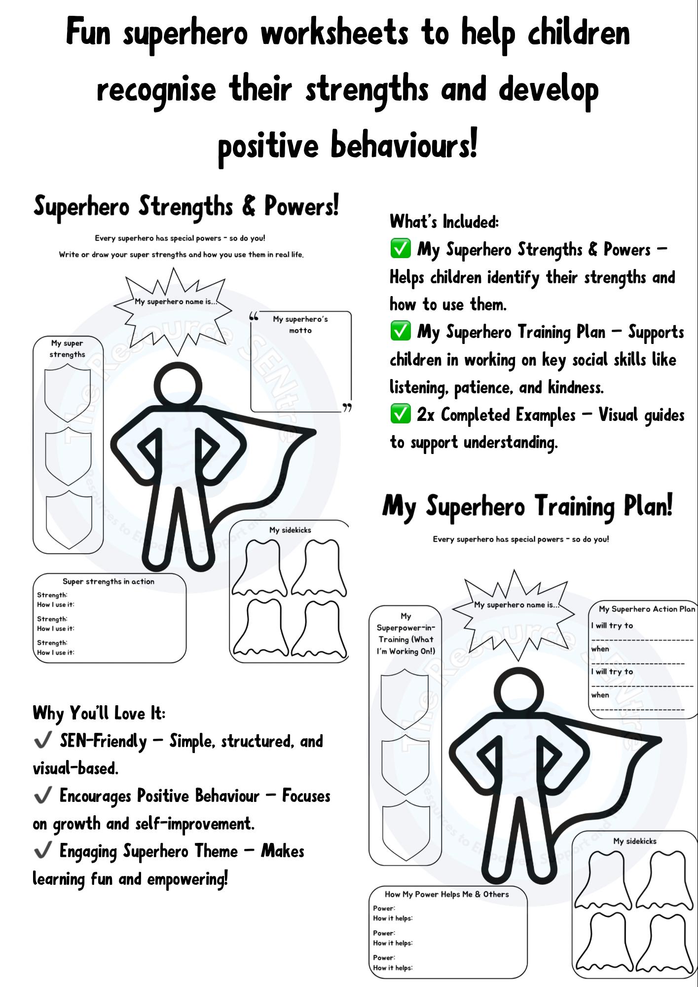 Superhero Social Skills Bundle | SEN Strengths Behaviour Worksheets ...