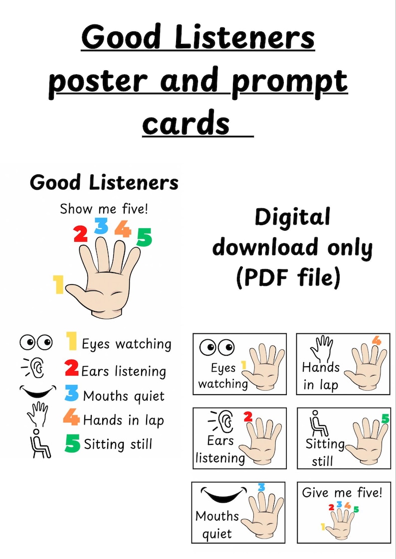 Good Listeners Poster and Prompts Good Listening in Class - Etsy
