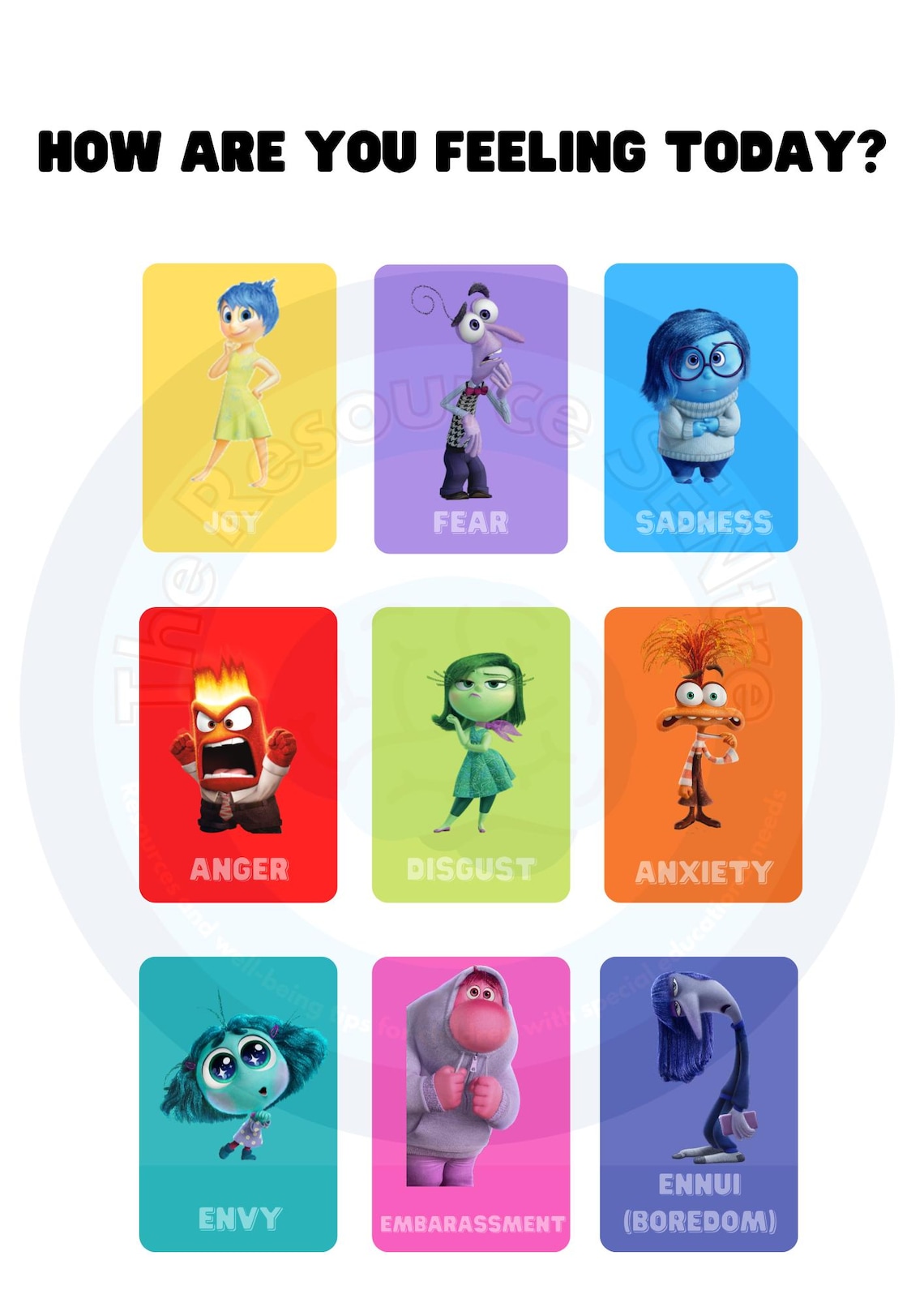 Inside Out 2 Emotions Flashcards: Coping Strategies - Etsy