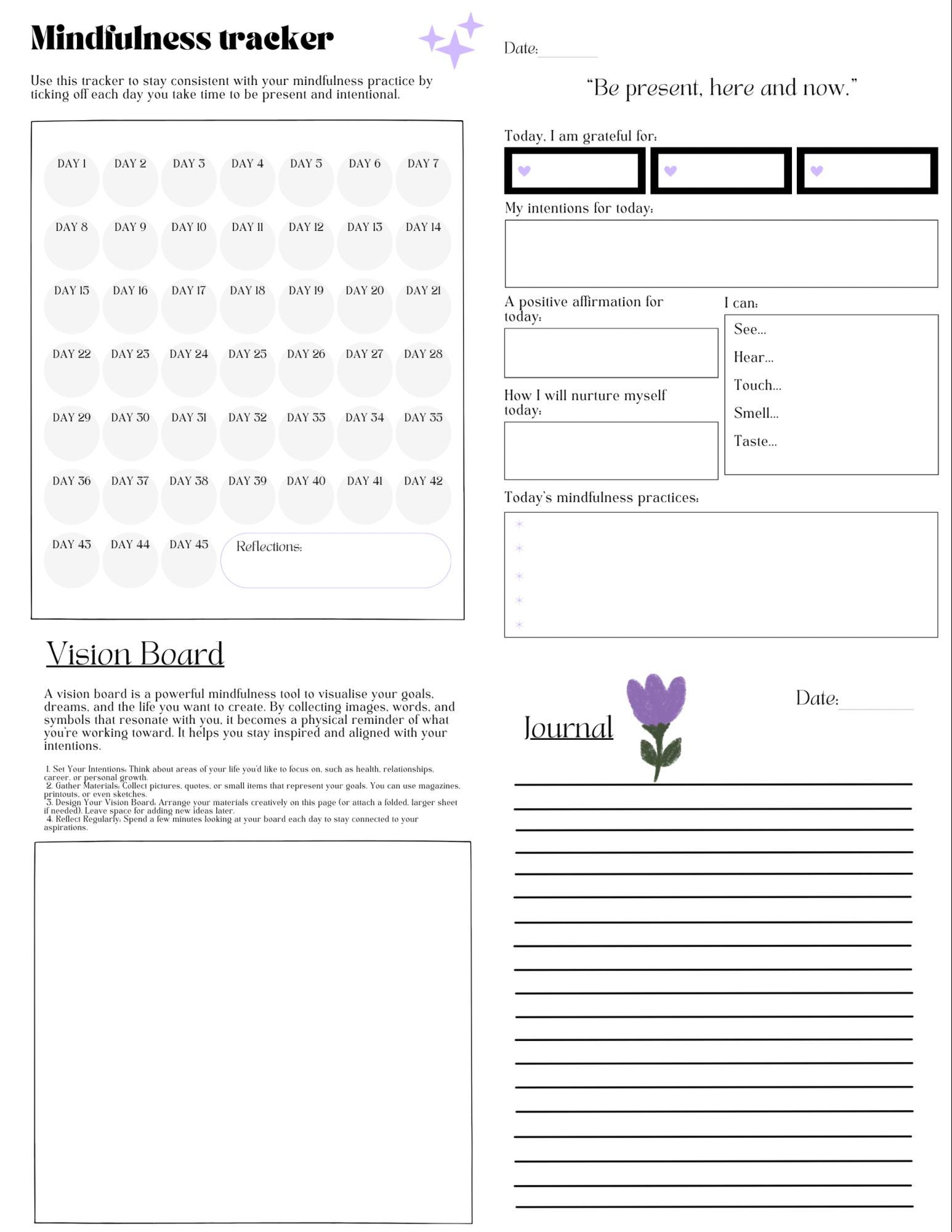 Mindfulness Journal | Mindfulness Worksheets | Self-awareness ...