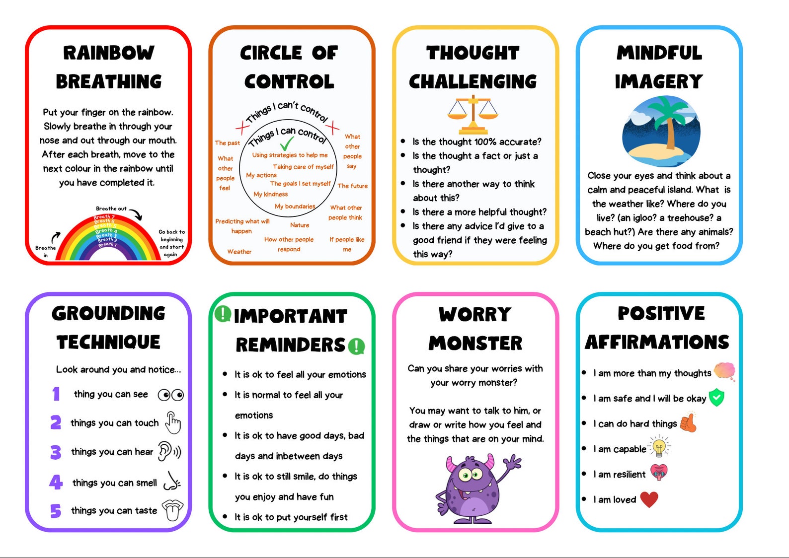 Child Coping Cards | Calming Strategies | Emotion Regulation for ...