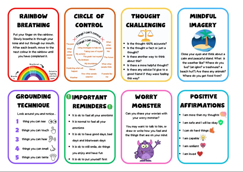 Child Coping Cards | Calming Strategies | Emotion Regulation for ...