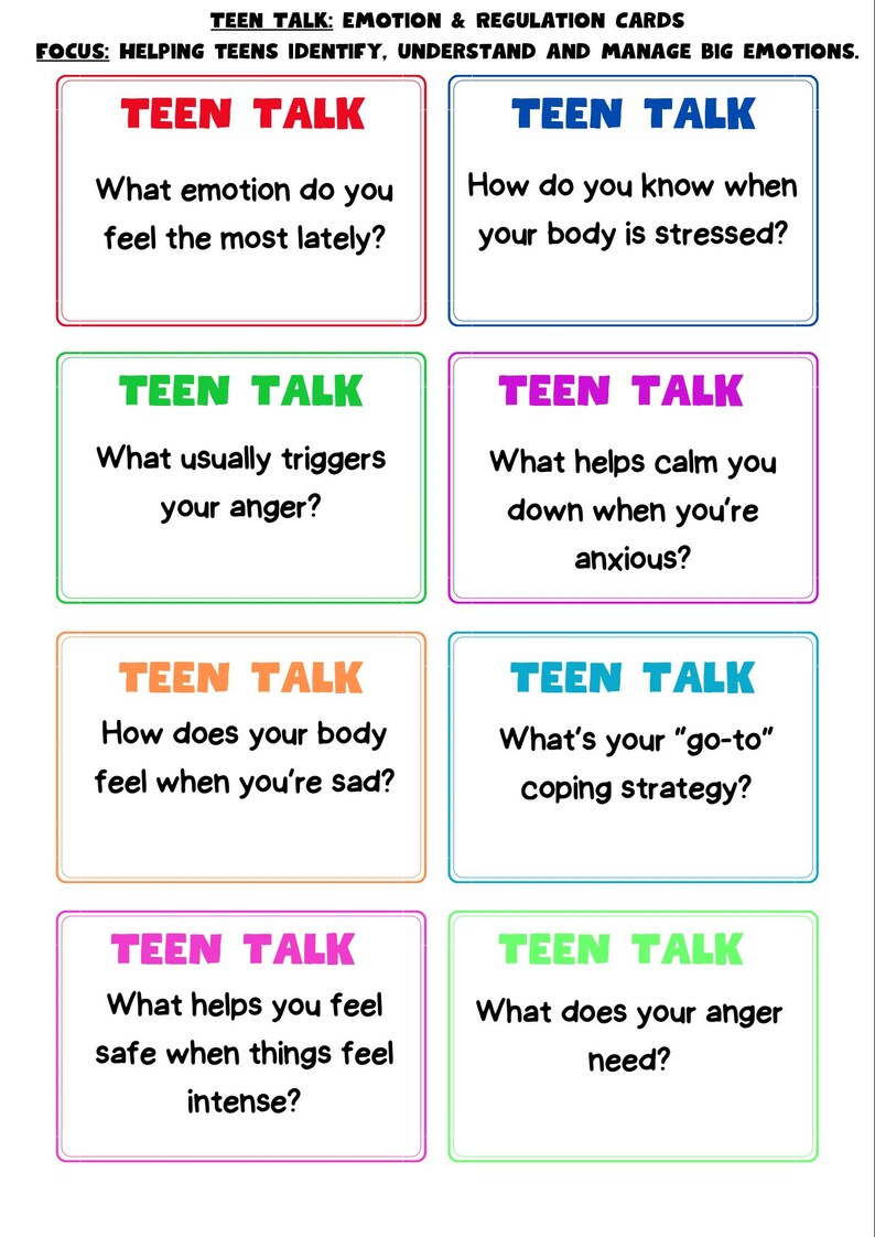 Question Card Bundle Therapy for Teens | Conversation Starters ...