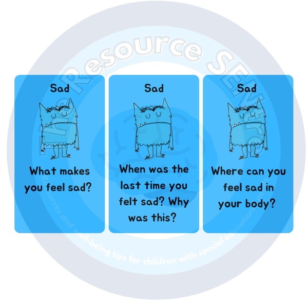 Color Monster Emotions Cards - Etsy