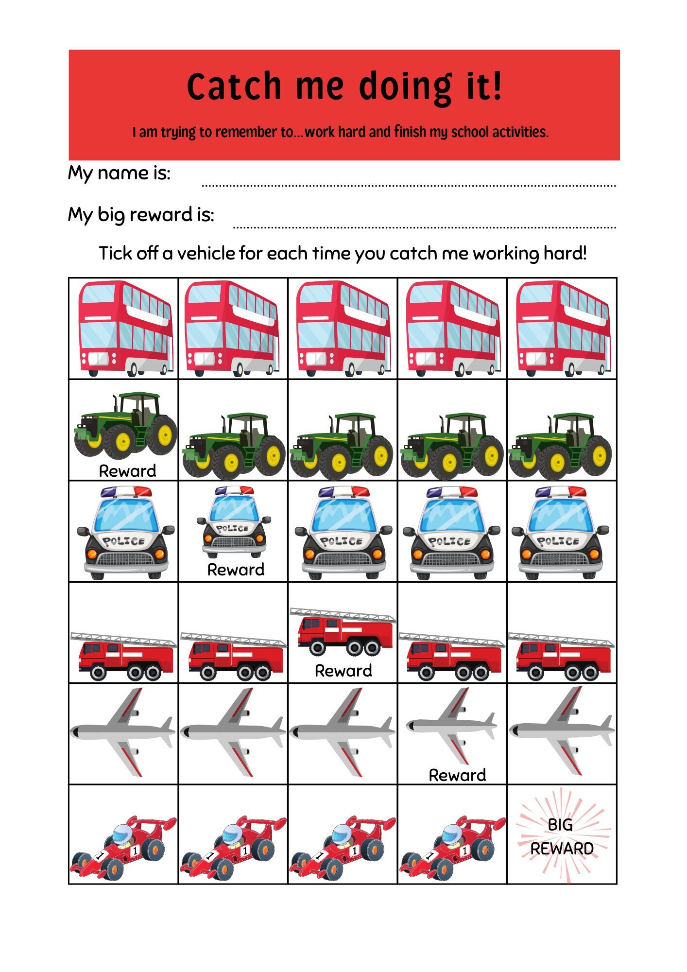 Catch Me Doing It, Catch Me Being Good Reward Chart for School Great ...