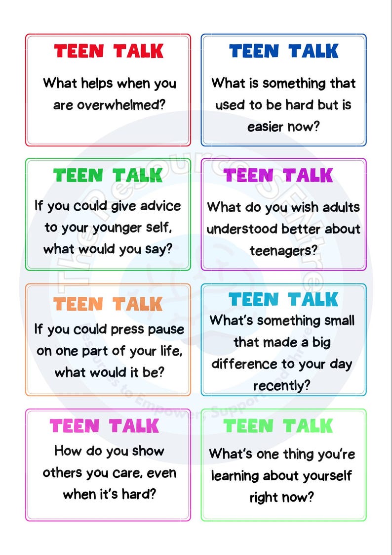 Teen Therapy Question Cards: Conversation Starters - Etsy