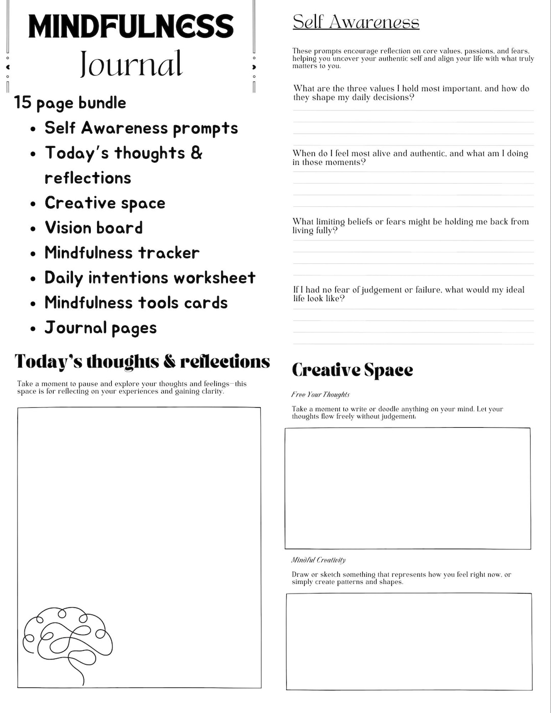 Mindfulness Journal | Mindfulness Worksheets | Self-awareness ...